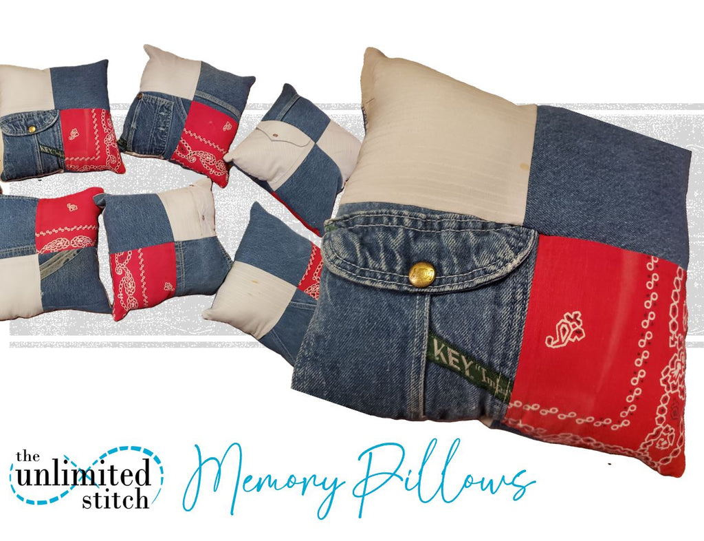 Patchwork Keepsake Memory Pillow Made from Loved Ones Clothing or Shir ...